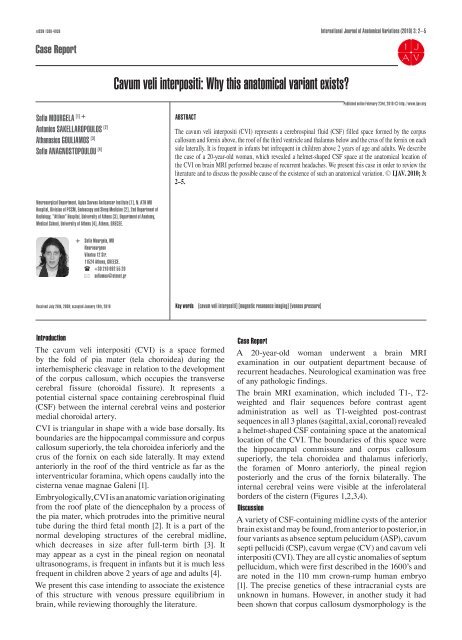 Cavum veli interpositi - IJAV • International Journal of Anatomical ...