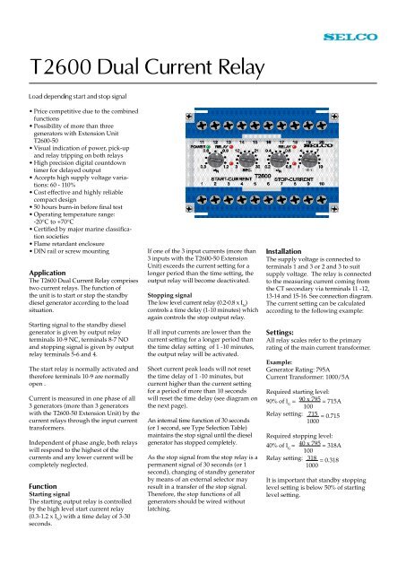 T2600 Dual Current Relay - DSL electronic ® GmbH