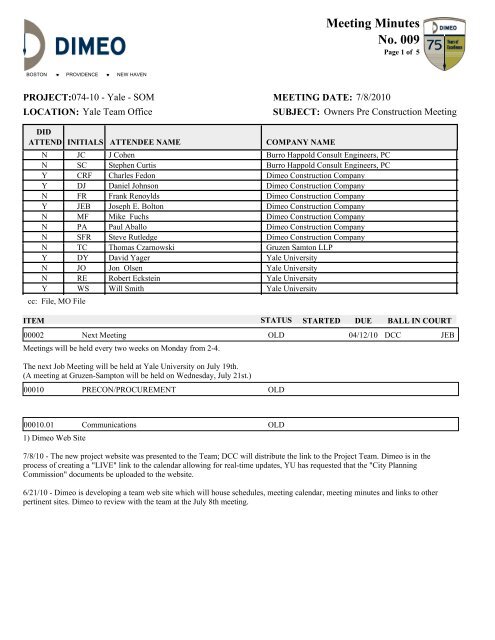 Construction Meeting Minutes