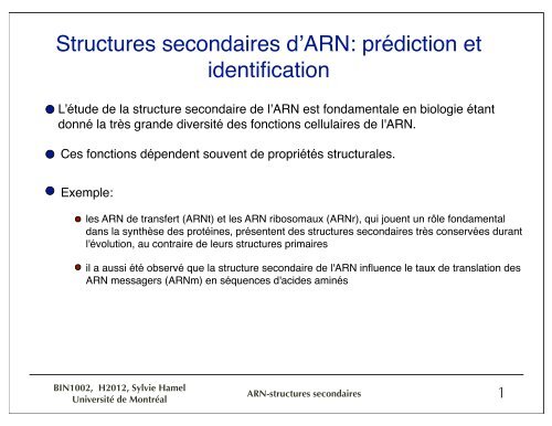 Structures secondaires d'ARN: prédiction et identification