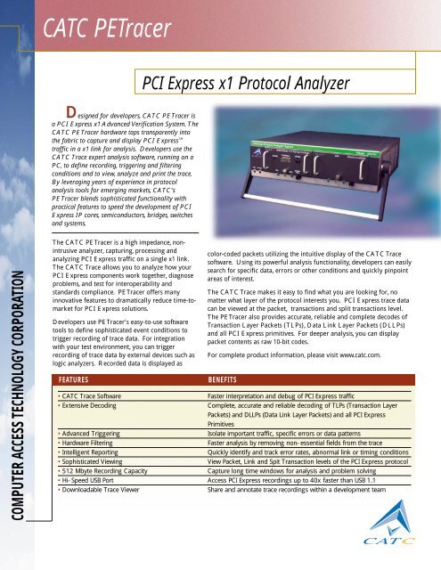 CATC PETracer COMPUTER ACCESS TECHNOLOGY ...