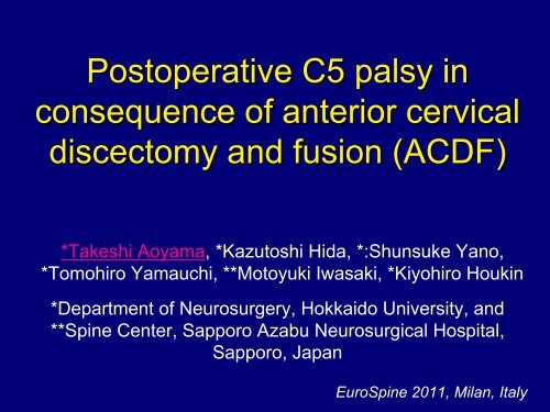 Postoperative C5 palsy in consequence of anterior cervical ...