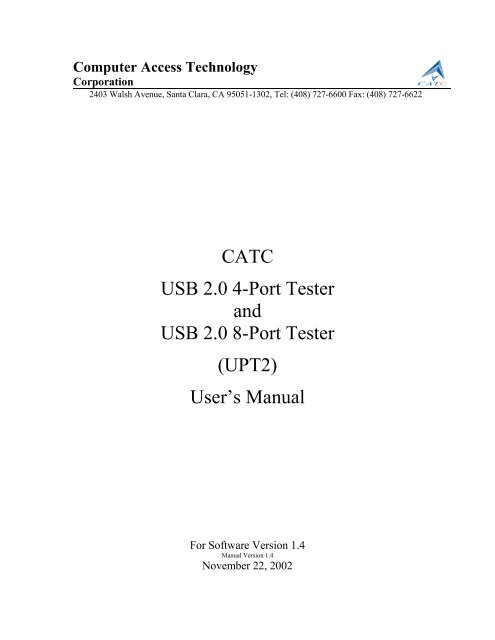 CATC USB 2.0 4/8 port Tester User's Manual - LeCroy