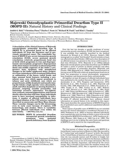 Primordial Dwarfism Microcephalic Osteodysplastic Primordial Dwarfism