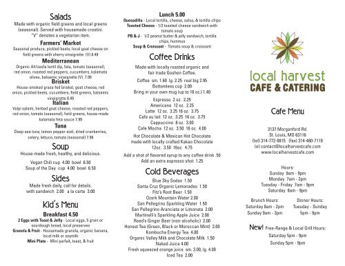 Download and print our deli menu. - Local Harvest Grocery