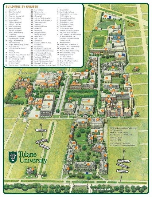 BUILDINGS BY NUMBER - Tulane University Admission