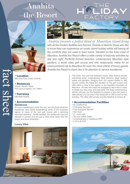 Anahita The Resort PDF Fact Sheet - Imagine Africa