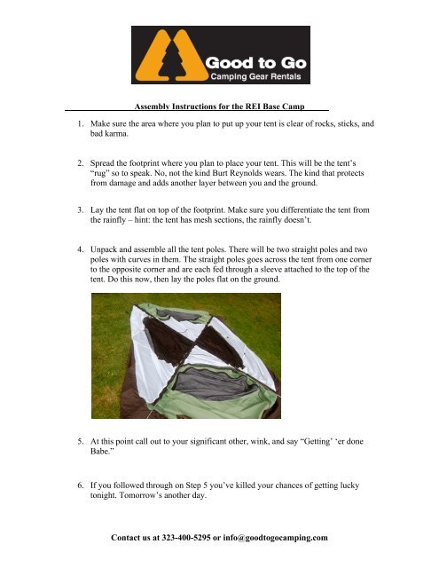 Assembly Instructions for the REI Base Camp - Good To Go Camping