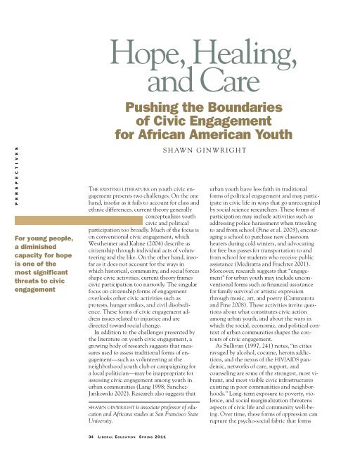 Hope, Healing, and Care: Pushing the ... - Shawn Ginwright