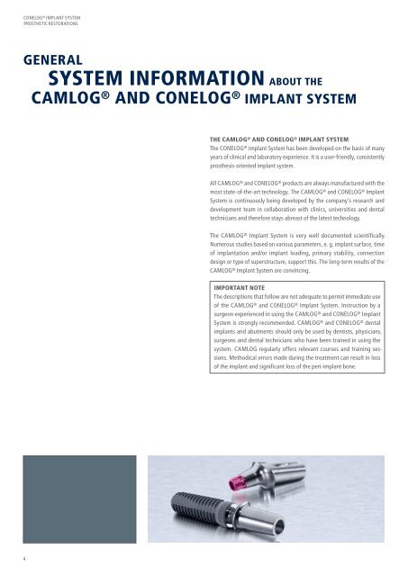 CONELOG ® IMPLANT SYSTEM