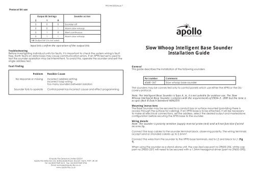 Slow Whoop Intelligent Base Sounder - Apollo Fire Detectors Limited