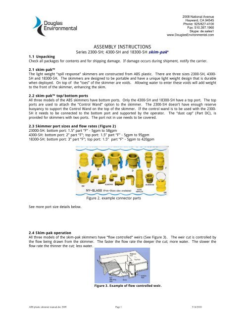ABS plastic skimmer manual - skim-pak