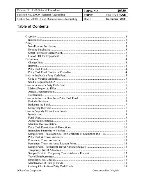 CAPP Manual - 20330 - Virginia Department of Accounts ...