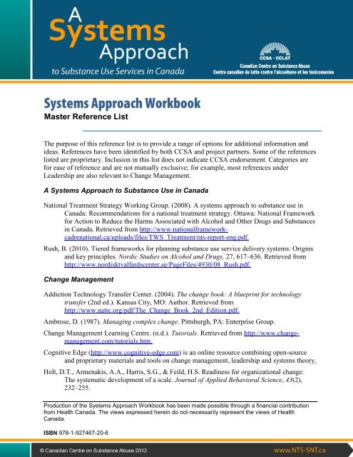Systems Approach Workbook: Master Reference List - Contexte