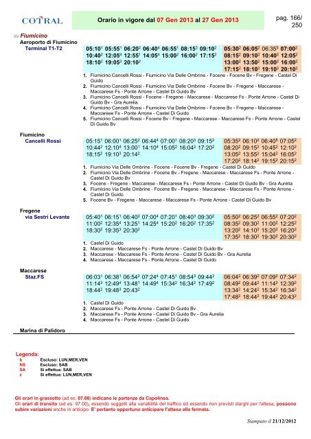 Orario in vigore dal 07 G