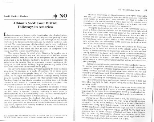 Albion's Seed: Four British Folkways in America