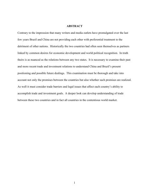 Trade Relations Between China and Brazil - Lizz Cannon