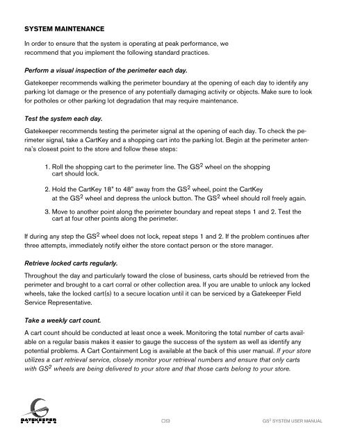 SYSTEM MAINTENANCE In ord