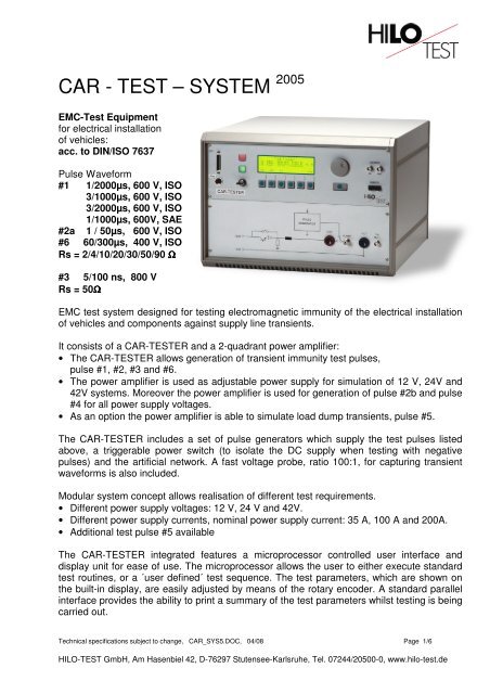 CAR - TEST – SYSTEM - Hilo-Test