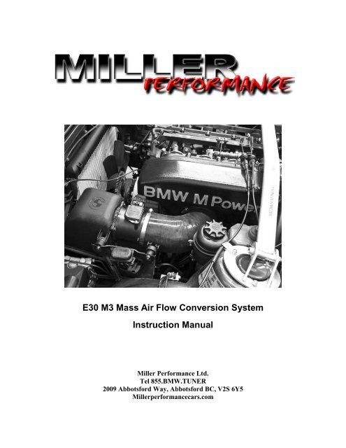 E30 M3 Mass Air Flow Conversion System Instruction Manual