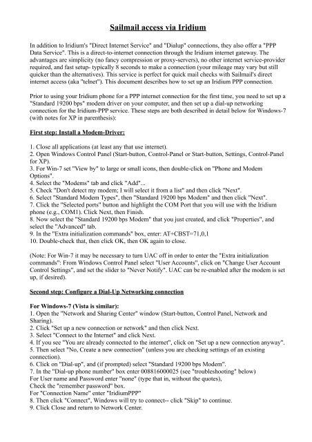 Sailmail access via Iridium - YachtCom