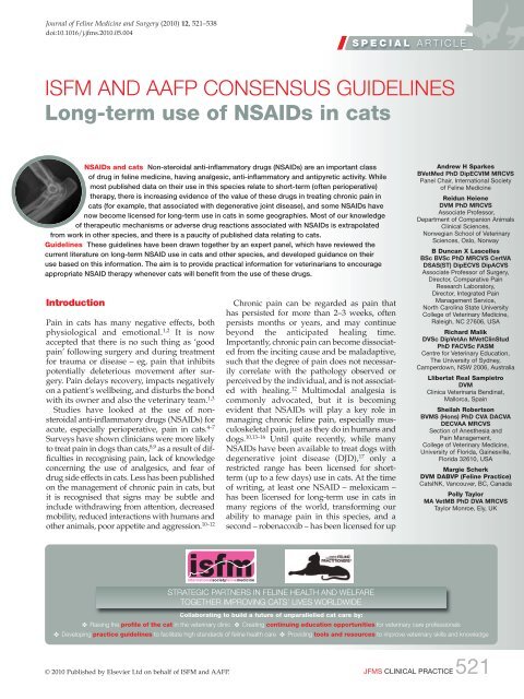 ISFM AND AAFP CONSENSUS GUIDELINES Long-term ... - WSAVA