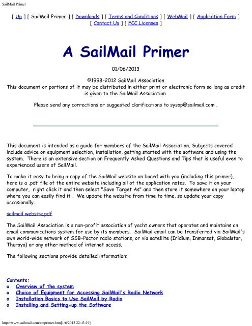 SailMail Primer [ Up ] [