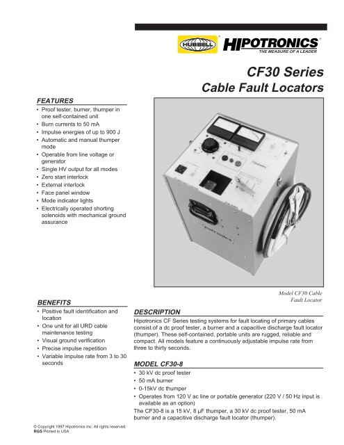 CF30 Series Cable Fault Locators
