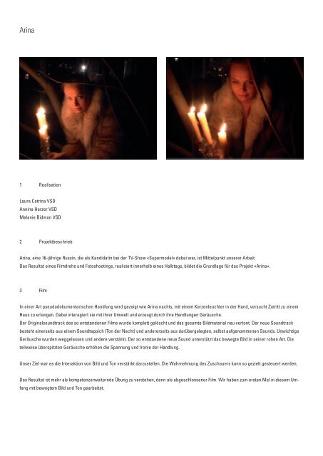 1 Realisation Laura Catrina VSD Annina Herzer VSD Melanie ...