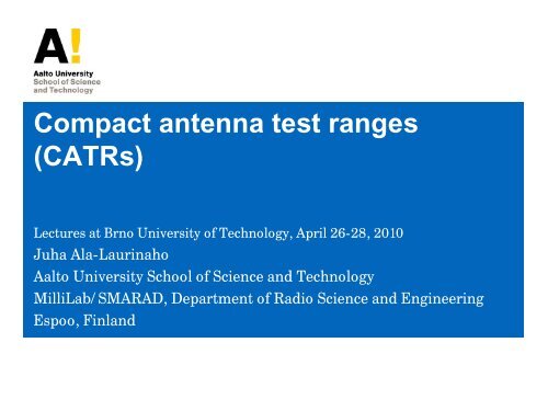 Compact antenna test ranges