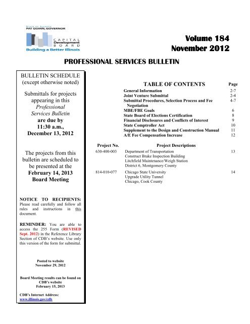 Professional Services Bulletin - Capital Development Board