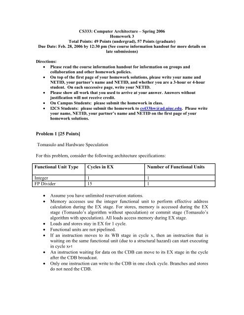 Problem 1 [25 Points] Tomasulo and Hardware Speculation For this ...