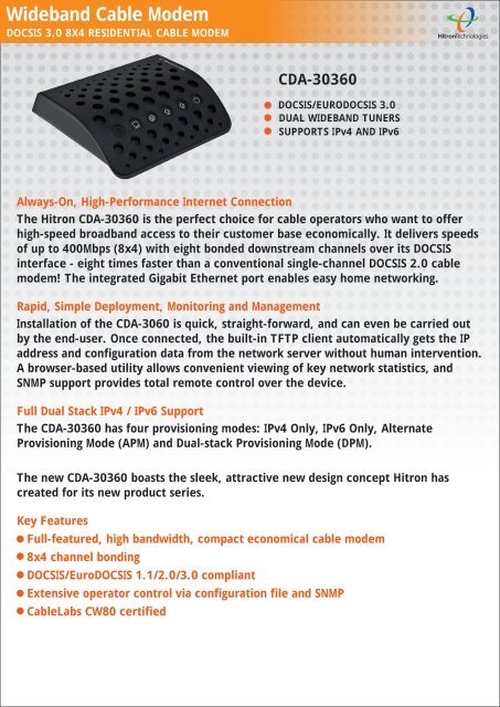 CDA-30360 - Hitron Technologies