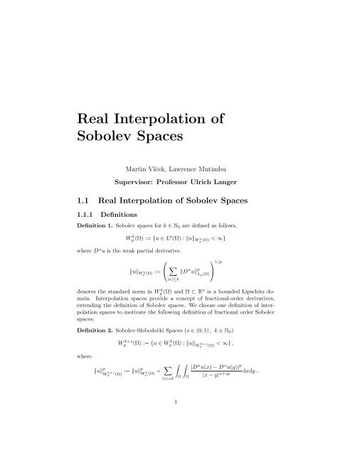 Real Interpolation of Sobolev Spaces