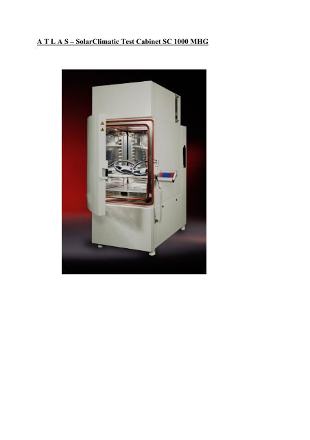 A T L A S – SolarClimatic Test Cabinet SC 1000 MHG - Main