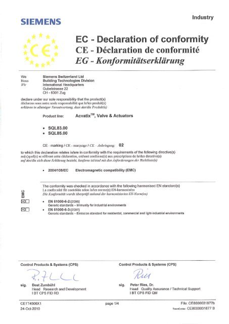 SIEMENS EC - Declaration of conformity