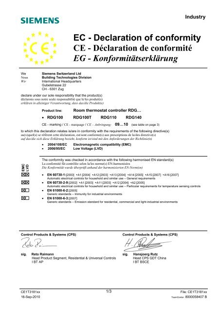 CE-Declaration (1 page) - Siemens