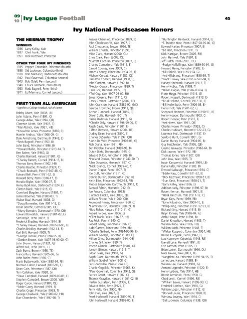 Ivy League Football Ivy National Postseason ... - Ivy League Sports