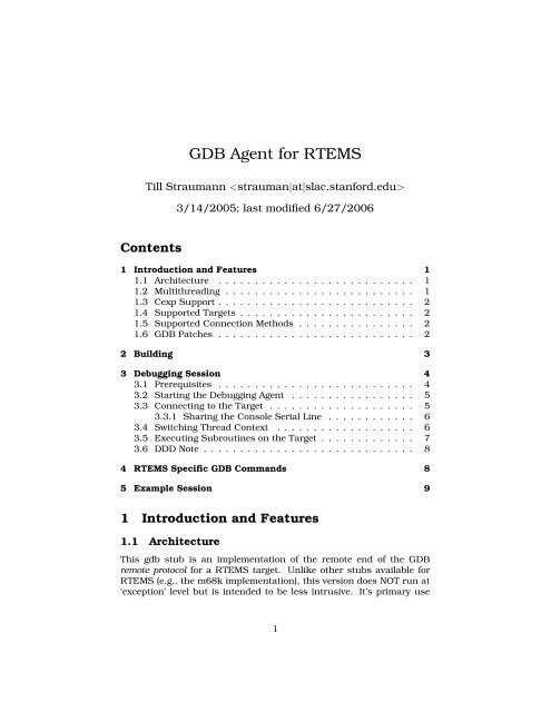 GDB Agent for RTEMS - SLAC