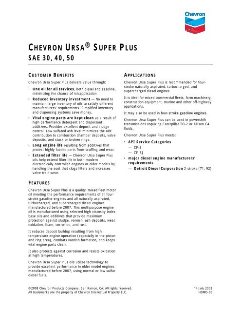 chevron ursa® super plus sae 30, 40, 50 - Alexis Oil