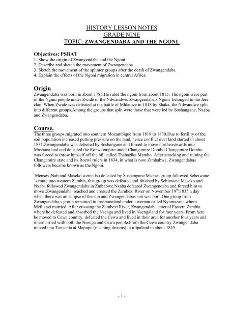 Zwangendaba and the Ngoni - iSchool