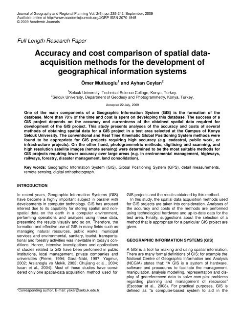 Accuracy and cost comparison of spatial data- acquisition methods ...
