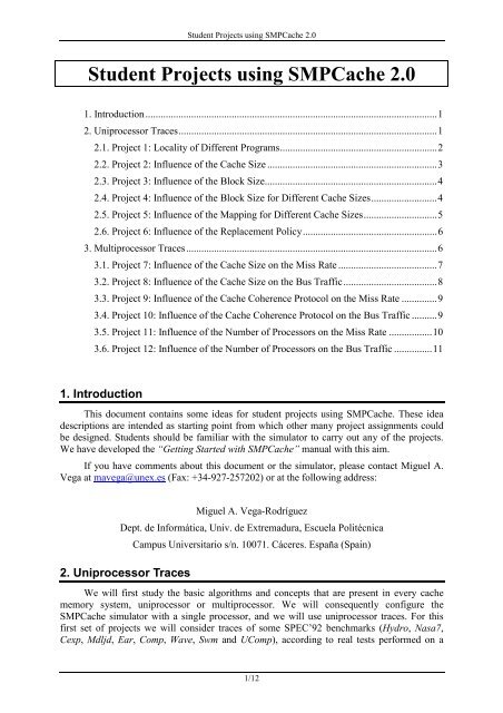 Student Projects using SMPCache 2.0