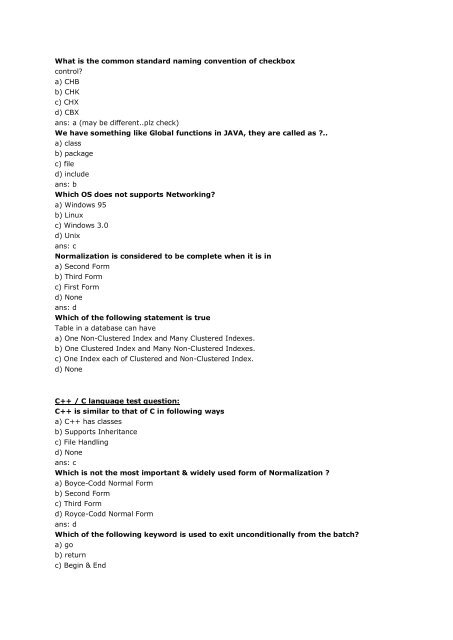 What is the common standard naming convention of checkbox ...