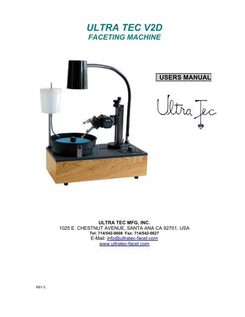 ULTRA TEC V2D - Faceting Machine | UltraTec