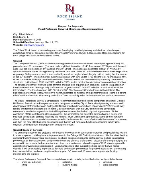 Request for Proposals Visual Preference Survey & Streetscape ...