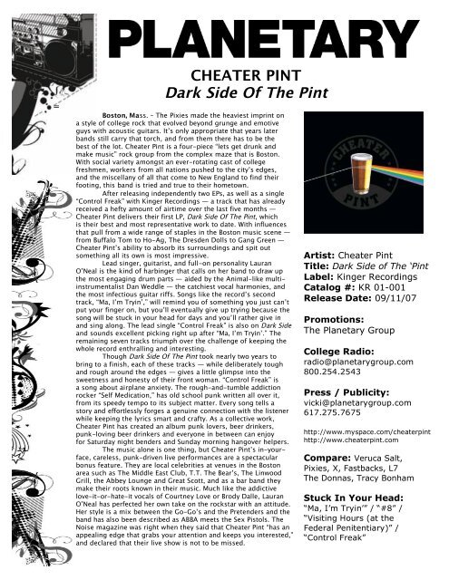 Cheater Pint one sheet December 2007