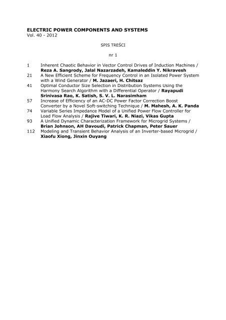 ELECTRIC POWER COMPONENTS AND SYSTEMS