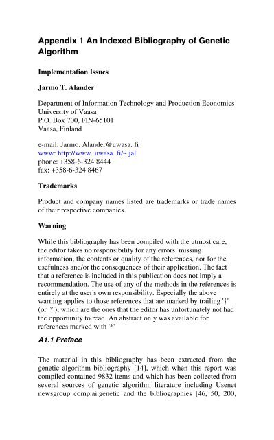 Appendix 1: An Indexed Bibliography of Genetic Algorithm - Index of