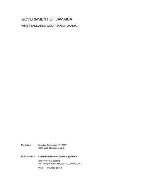 GOVERNMENT OF JAMAICA - Central Information Technology Office GOVERNMENT OF JAMAICA - Central Information Technology Office